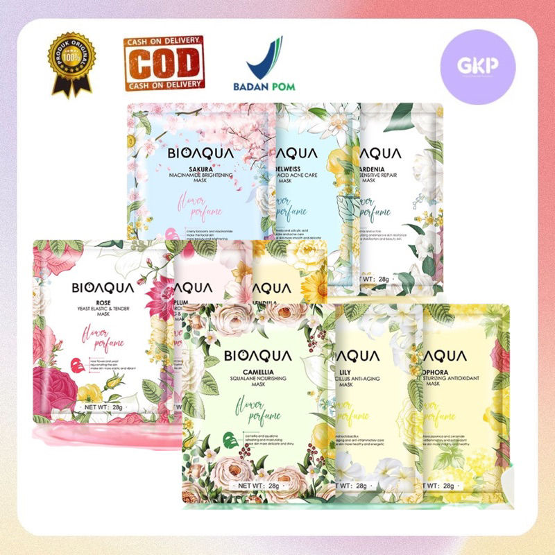 Jual BIOAQUA Sheet mask Flower Masker wajah Bioaqua Facial Sheetmask ...