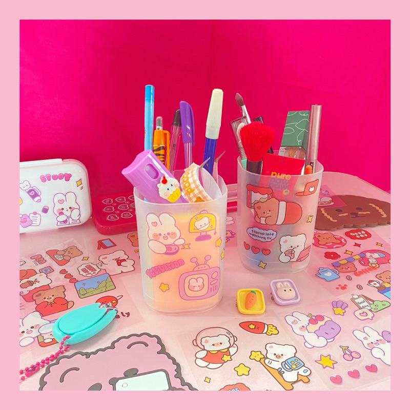 Jual Tempat Transparan Aesthetic + Free Sticker | Wadah Alat Tulis ...