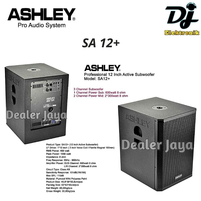 Jual Speaker Subwoofer Ashley SA 12 + / SA12 - 12 inch Aktif | Shopee ...