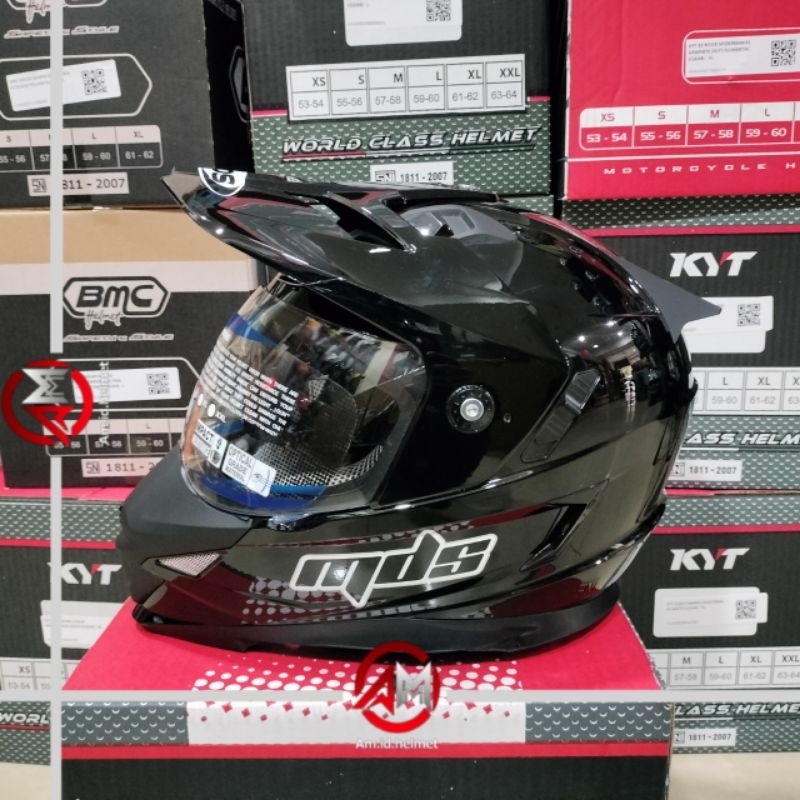 Jual HELM MDS SUPER PRO SOLID BLACK GLOSSY DOUBLE VISOR MDS HELM ...