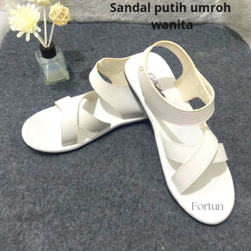 Jual Sandal sepatu umroh dan haji putih dan hitam wanita | Shopee Indonesia