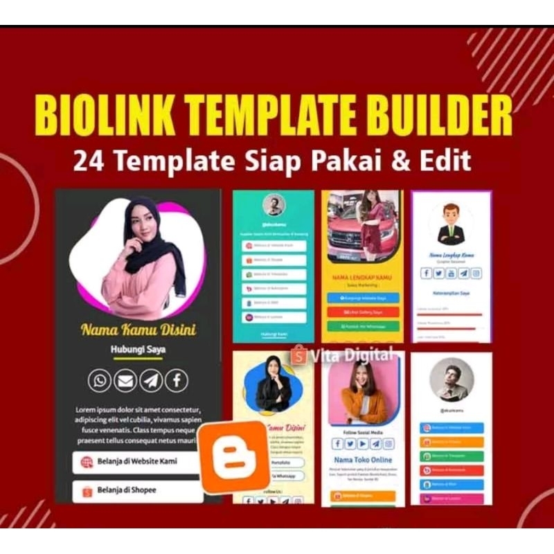 Jual Template Blogger Biolink Builder Multifungsi | Template Blogspot ...