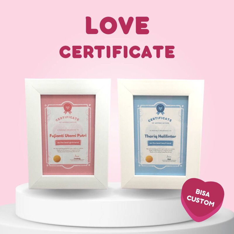 Jual KADO VALENTINE LOVE CERTIFICATE MURAH / CERTIFICATE CUSTOM ...