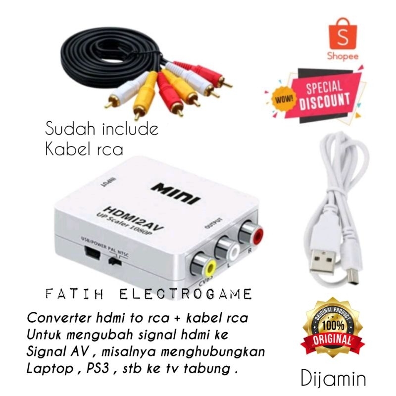 Jual MINIHDMI2AV UNTUK TV TABUNG / CONVERTER HDMI TO AV RCA CONVERTER ADAPTE UNTUK KE TV TABUNG ...