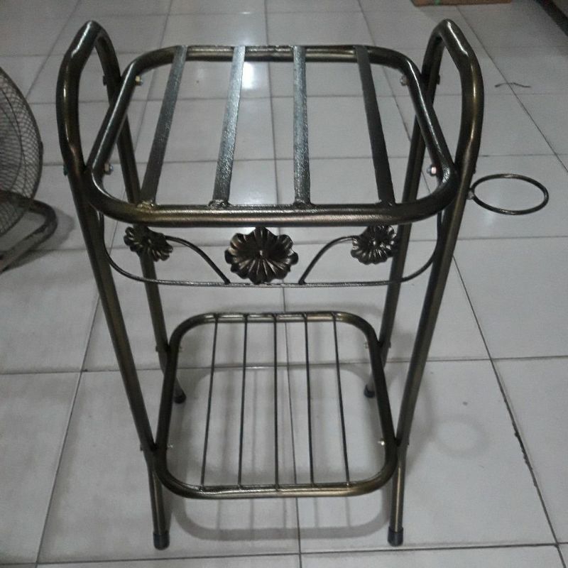 Jual (INSTANT) RAK DISPENSER BESI BUNGA 2 SUSUN CAT WARNA ANTIK GOLD ...