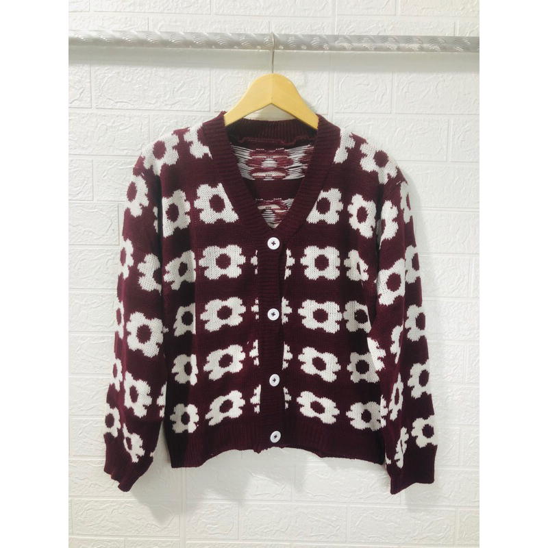 Jual Kardigan Flowers Rajut / Atasan Rajut Wanita / Cardigan Rajut ...