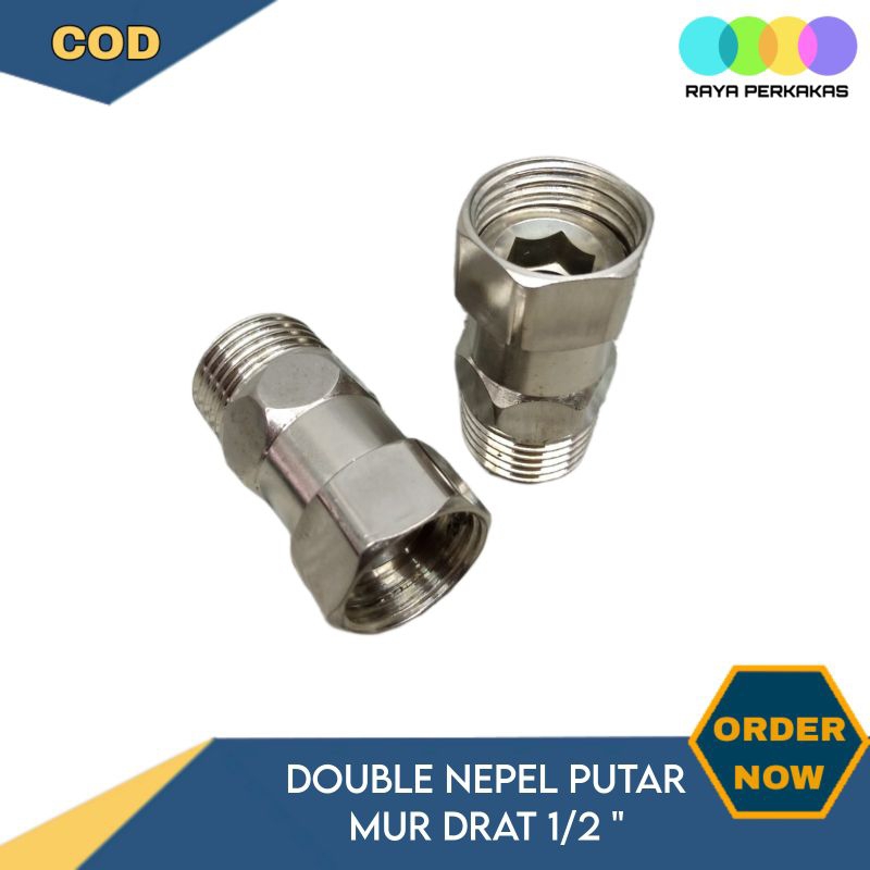 Jual SAMBUNGAN SOK DOUBLE NEPEL PUTAR MUR DRAT 1/2 INCH STAINLESS ...