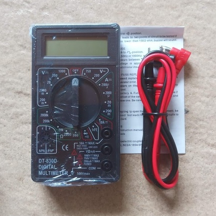 Jual Digital Multimeter Avo Meter 830 Multitester Saku DT830D Buzzer ...
