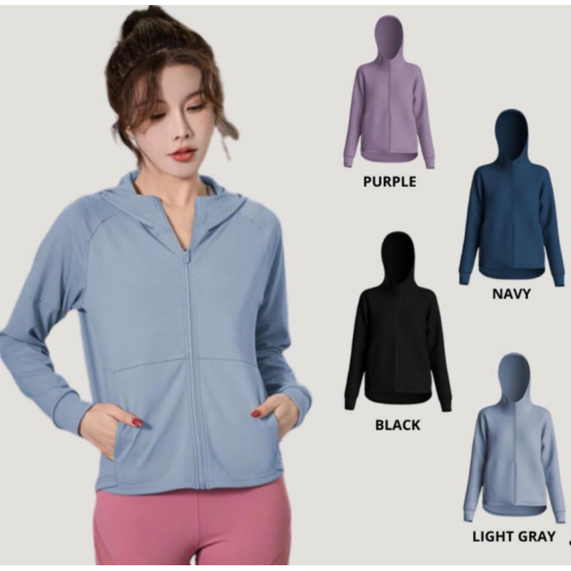 Jual Jaket Wanita Hoodie Zipper Bahan Mesh Resleting Untuk Yoga Gym ...