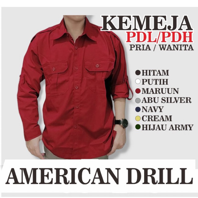 Jual KEMEJA PDL/PDH POLOS SERAGAM PRIA WANITA LENGAN PANJANG | Shopee ...