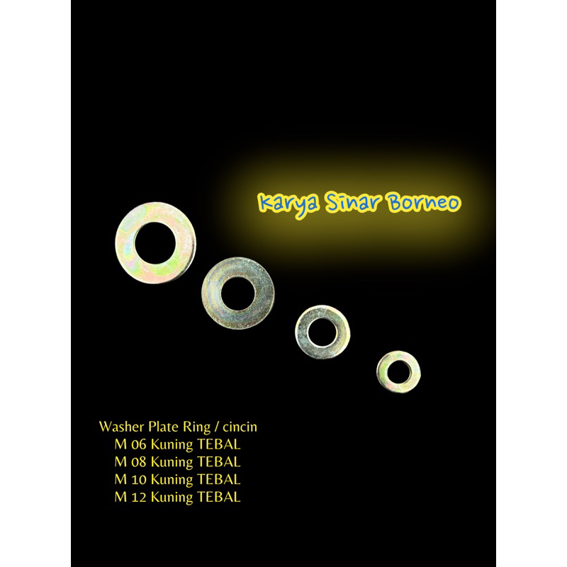 Jual Ring Washer Plat Besi M6, M8, M10, M12 kuning | Shopee Indonesia