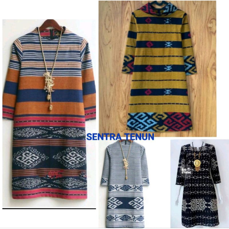 Jual BAJU TUNIK TENUN HALUSAN - DRESS TENUN ETNIK | Shopee Indonesia