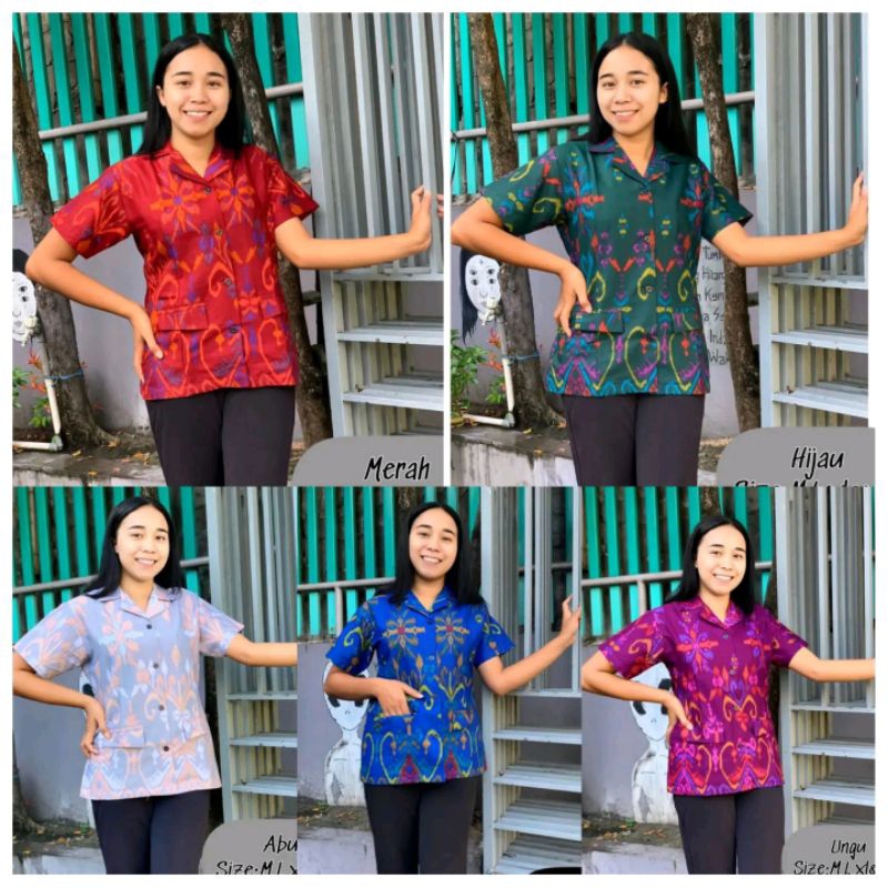 Jual Kemeja cewek motif endek | Shopee Indonesia