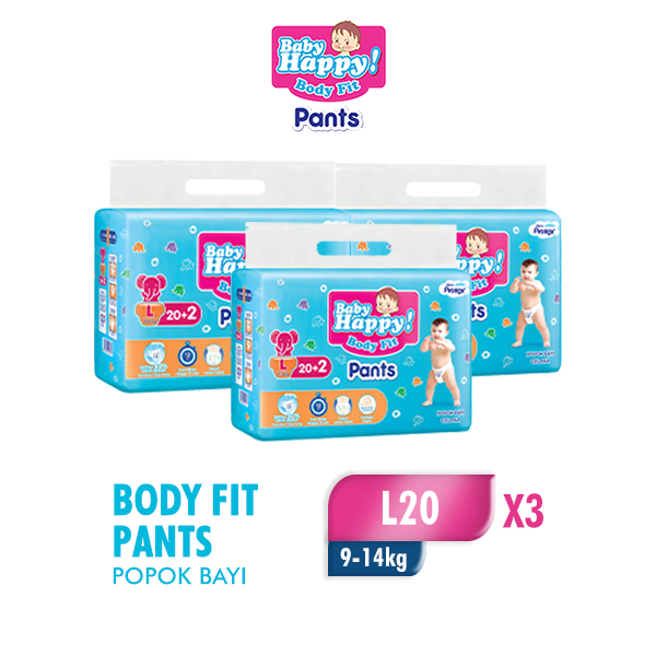 Jual Baby Happy Pants Popok Bayi Celana L 20 x3 | Shopee Indonesia
