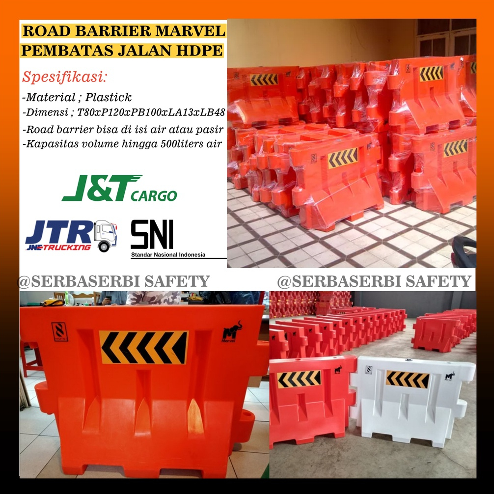 Jual ROAD BARRIER Marvell Pembatas Jalan Water Barrier Bahan HDPE SNI ...