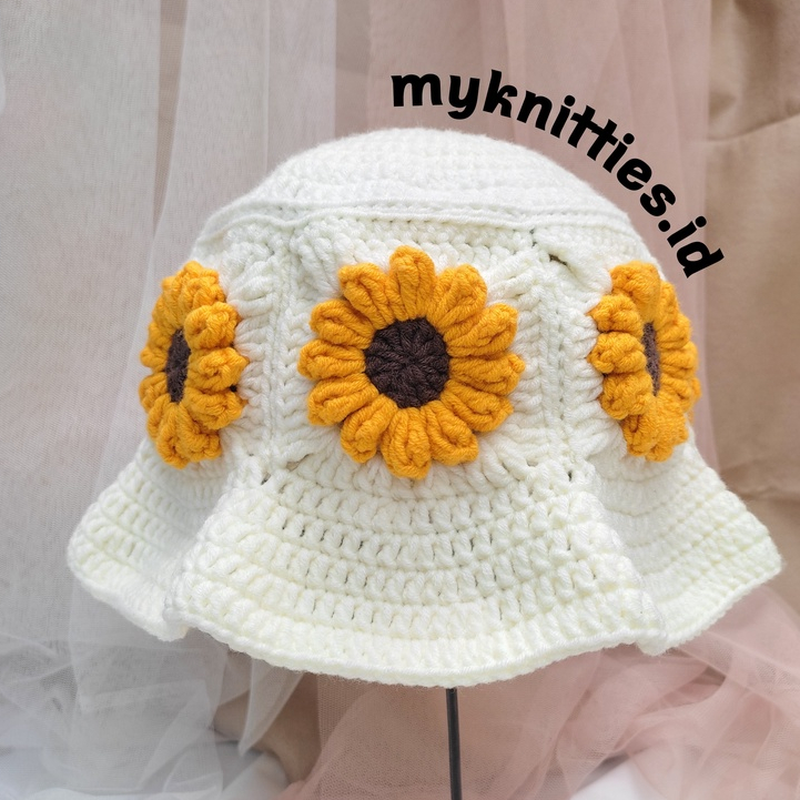 Jual Sunflower Bucket Hat (Topi Bunga Matahari)/ Topi Rajut - Bisa ...