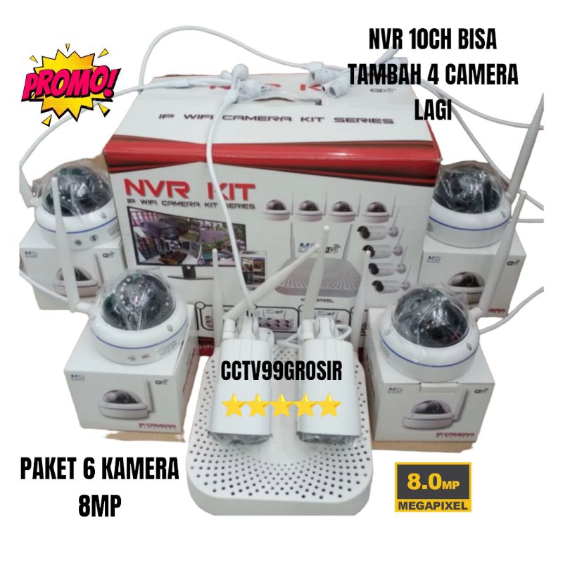 Jual PAKET CCTV NVR KIT 6 KAMERA CCTV FULL WIRELESS / IP CAM CCTV 1080P ...