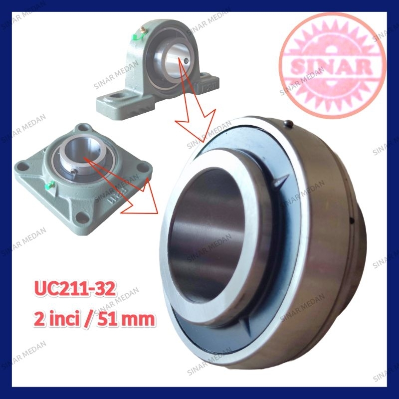Jual BEARING UC211 PILLOW BLOCK UC 211 LAHAR DUDUK UC211-32 2 INCI 1PC ...