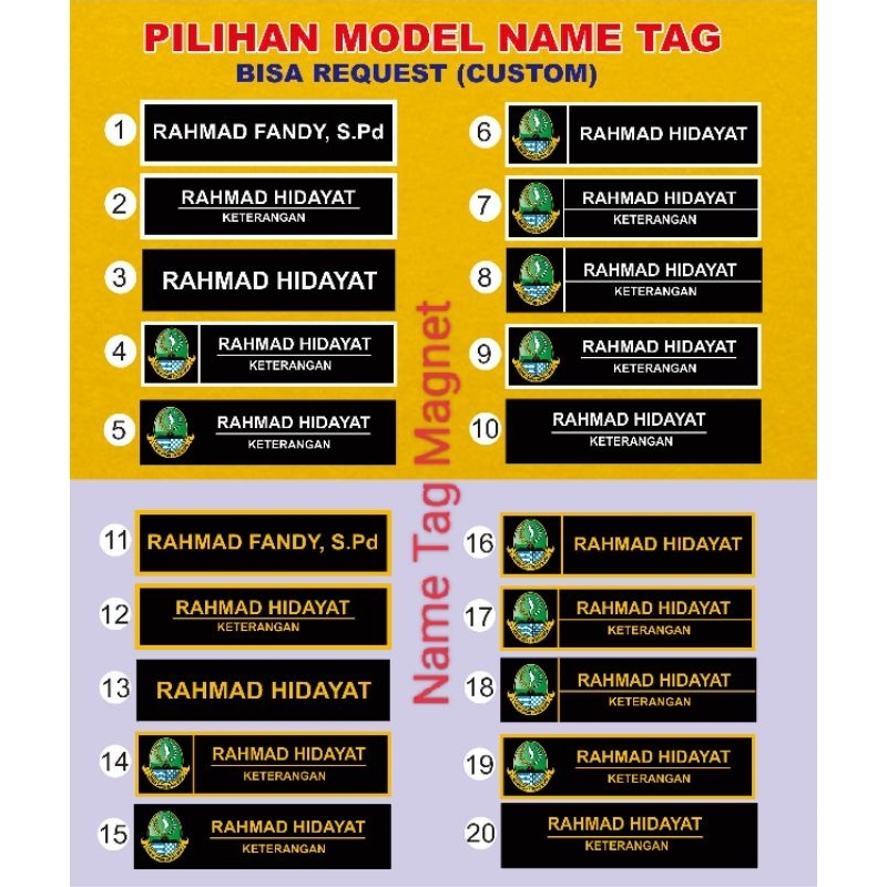 Jual Name Tag Magnet / Papan Nama / Nama Dada / Name Tag akrilik ...