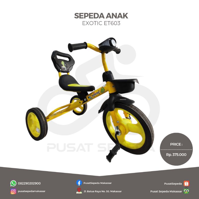 Jual SEPEDA RODA TIGA ANAK EXOTIC ET 603 | GIFT HADIAH ULANG TAHUN ...