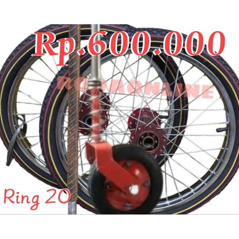 Jual 1 pasang roda gerobak jari-jari ring 20 ukuran sepeda bmx berikut ...