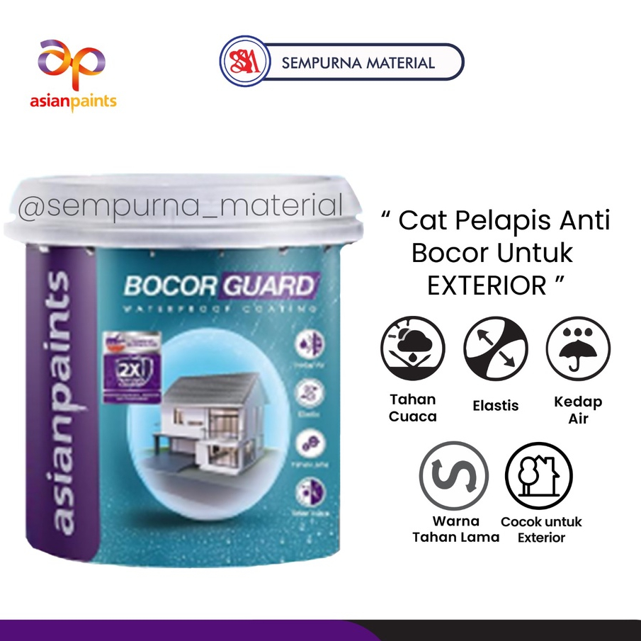 Jual Cat Asian Paints Bocor Guard 2X Performa kedap Air - 1 Kg Putih ...