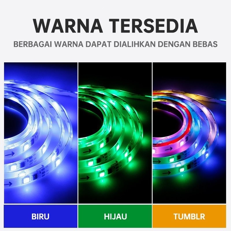 Jual LED STRIP 2835 10 METER KOMPLIT ADAPTOR REMOTE / LAMPU RGB WARNA ...
