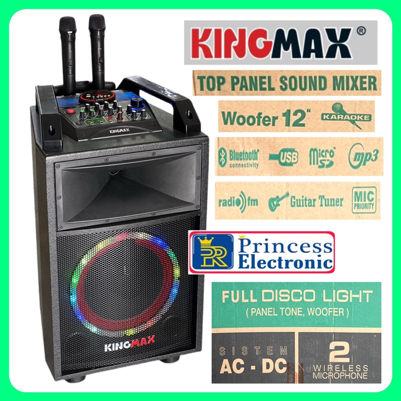 Jual KINGMAX PA-3000 Speaker Meeting Bluetooth 12 inch plus 2 Mic ...