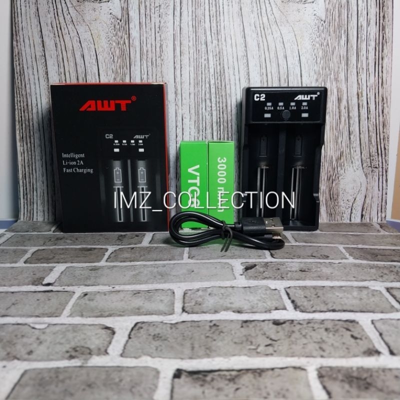 Jual CHARGER AWT + 2 PC BATERAI / CHARGER AWT + VTC 6 | Shopee Indonesia