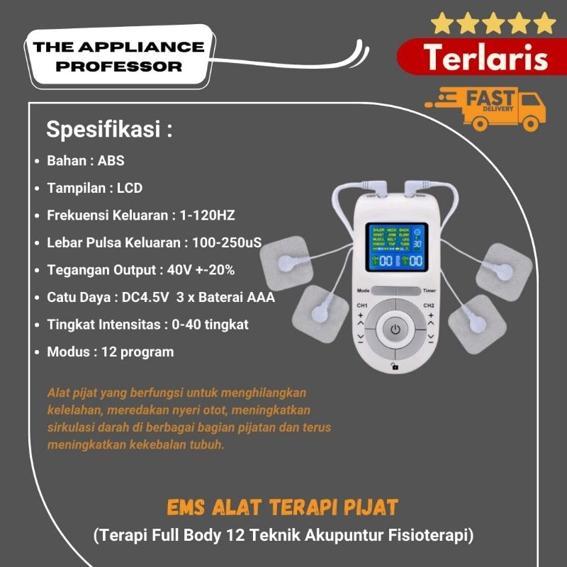Jual EMS TENS Alat Terapi Pijat Massage Terapi Full Body 12 Mode Teknik ...