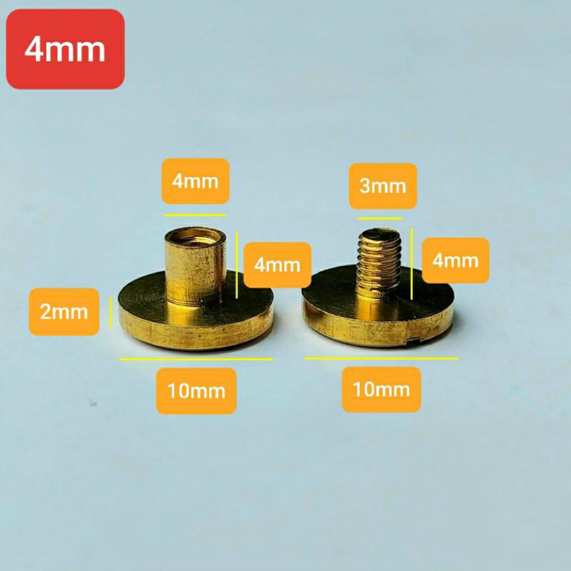 Jual Mur Baut Kuningan Kepala Datar Panjang 4/6/8/10/20 1 Set | Shopee ...