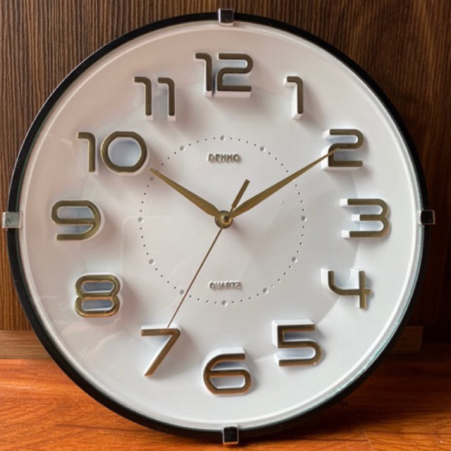 Jual jam dinding angka timbul 3D warna kombinasi gold emas mewah besar ...