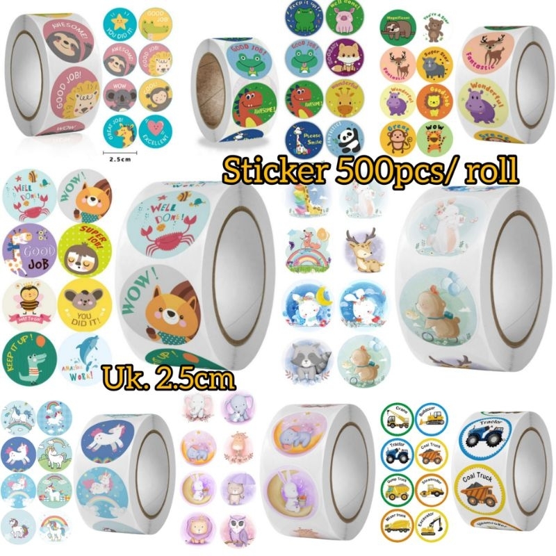 Jual LABEL STIKER REWARD CARTOON ISI 500PCS / ROLL - STICKER IMUT CUTE ...