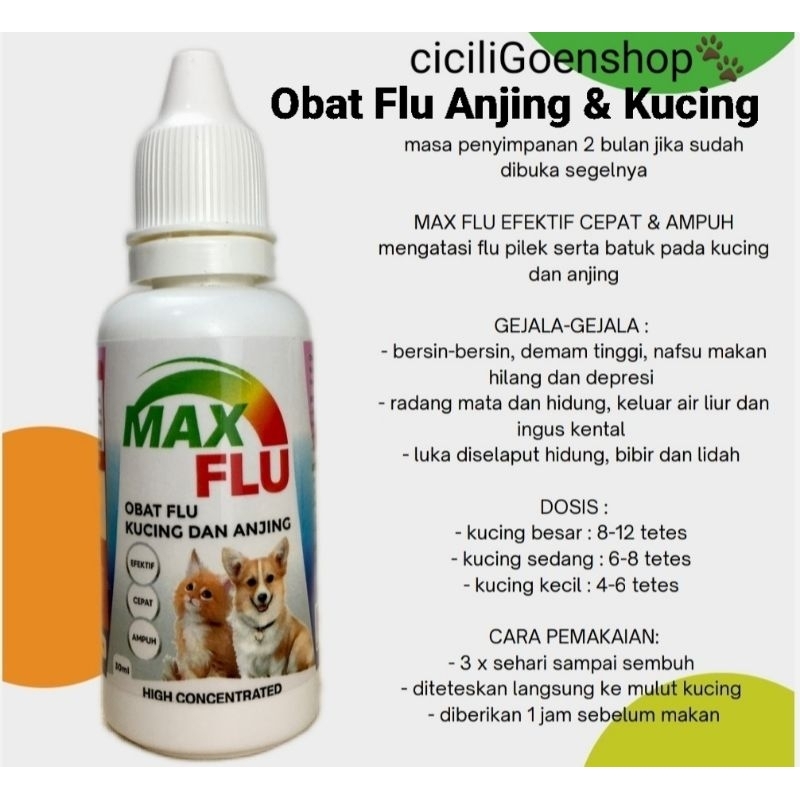 Jual MAX FLU OBAT KUCING ANJING batuk pilek ingus DROP 30 ML ampuh cair ...