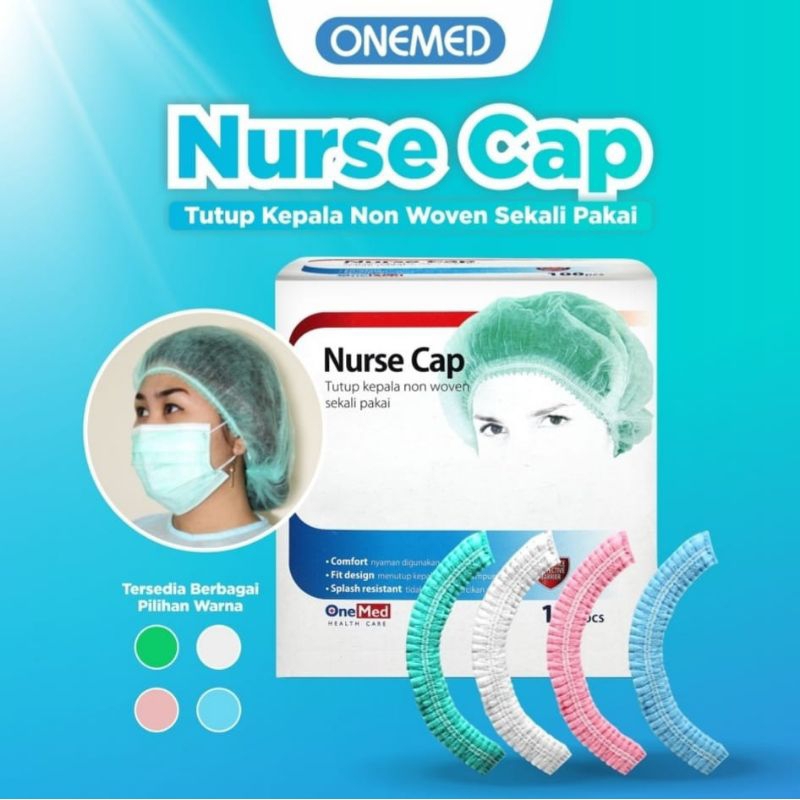 Jual pelindung kepala isi 10 pcs/pelindung rambut/nurse cap OneMed ...