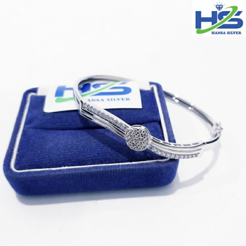 Jual Gelang Perak Wanita Silver Asli 925 Lapis Emas Putih Model Bangle ...