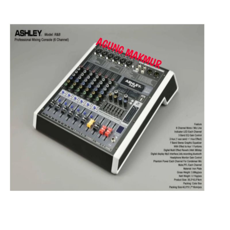 Jual Mixer Ashley R&B 6 Original RNB 6 Channel Bluetooth - USB | Shopee Indonesia