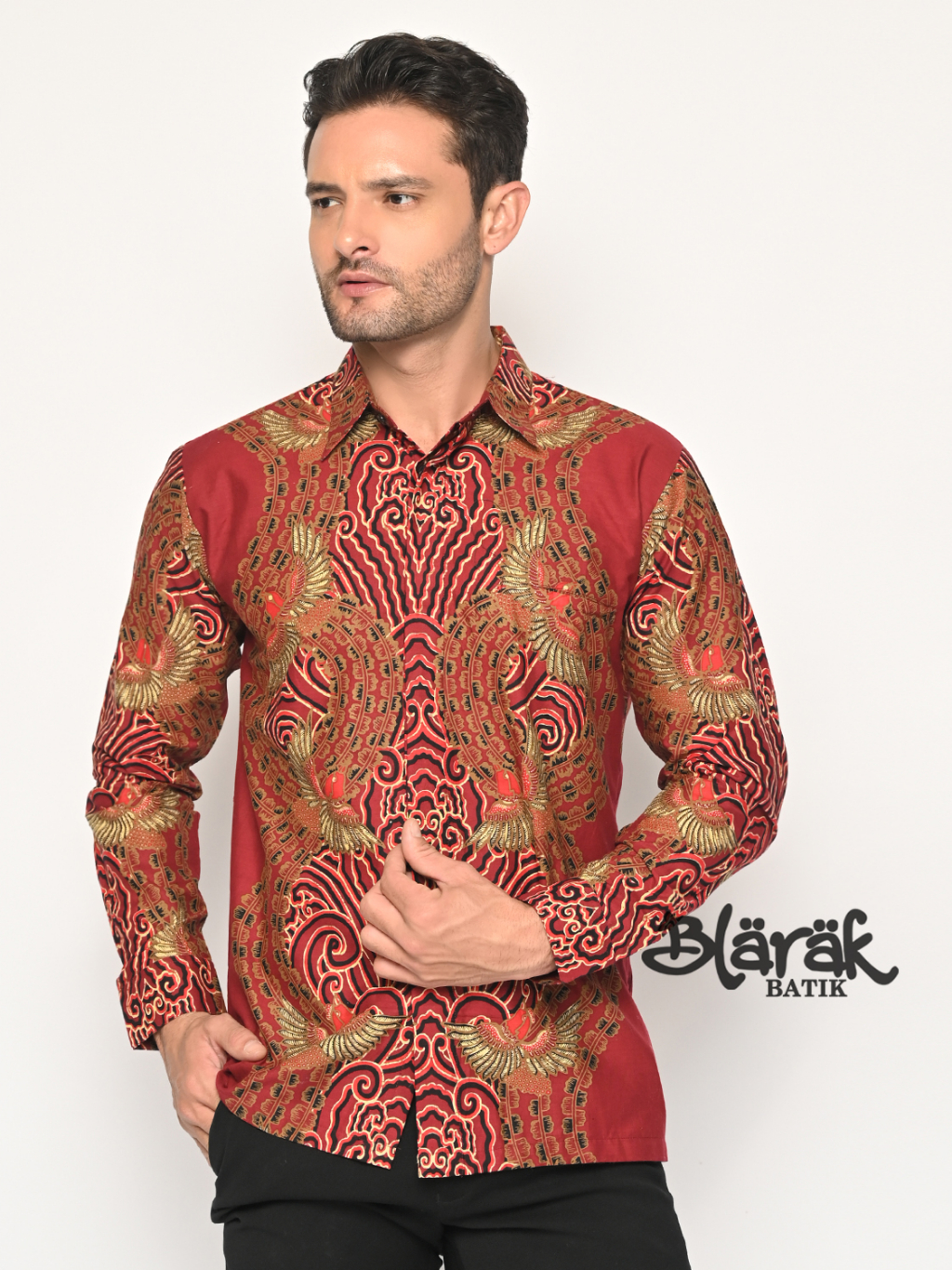 Jual BLARAK - Baju Batik Pria Rangda Merah | Shopee Indonesia