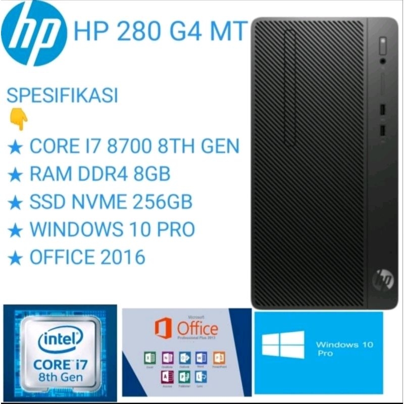 Jual PC CPU HP 280 G4 MT CORE I7-8700 RAM 8GB SSD 256GB | Shopee Indonesia