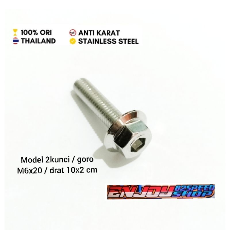 Jual Baut pb probolt asli model 2kunci / goro M6x20 / drat 10x2 cm & 2,5 cm & 3 cm | Shopee ...