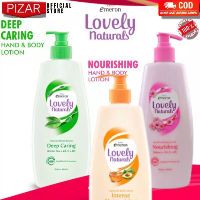 Jual EMERON LOVELY Natural BodyLotion Nourishing/DeepCaring 400ml | Shopee Indonesia
