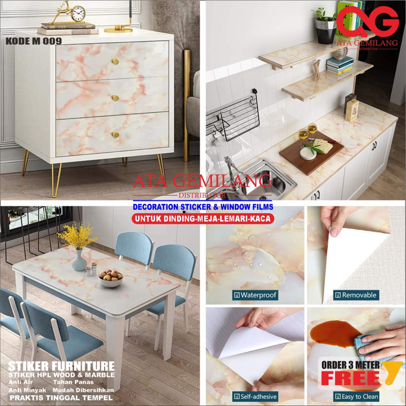 Jual Stiker Marmer Stiker Dinding Wallpaper Marble Glosy Lebar 122CM ...