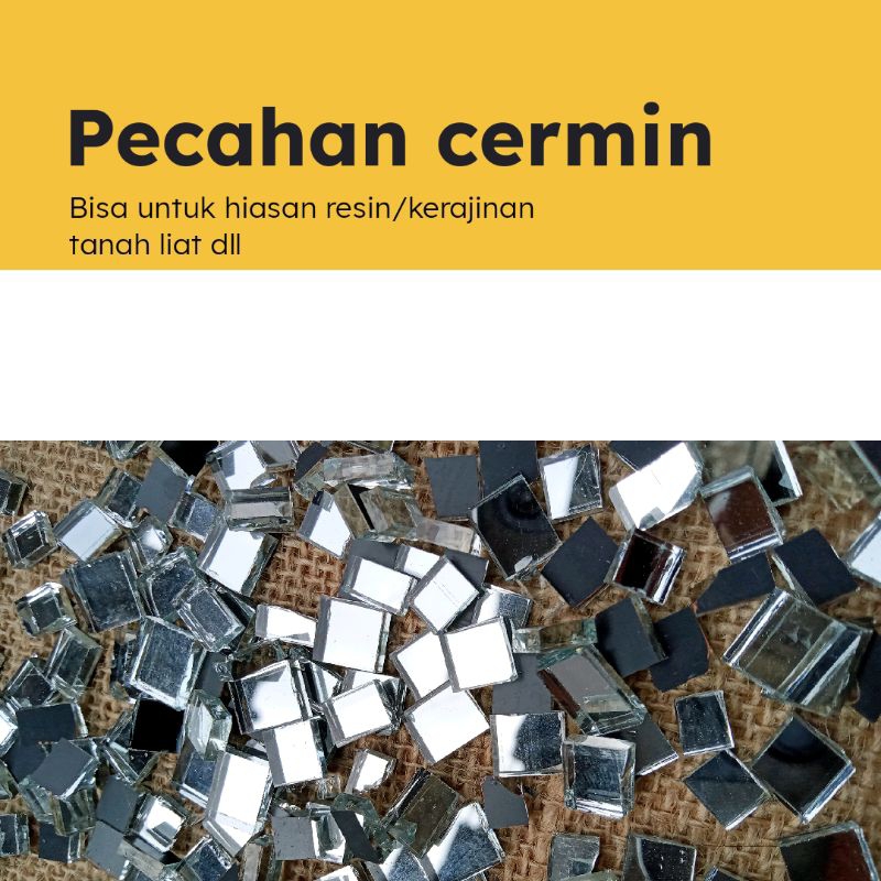 Jual 100 gram pecahan CERMIN untuk hiasan resin/kerajinan tanah liat ...