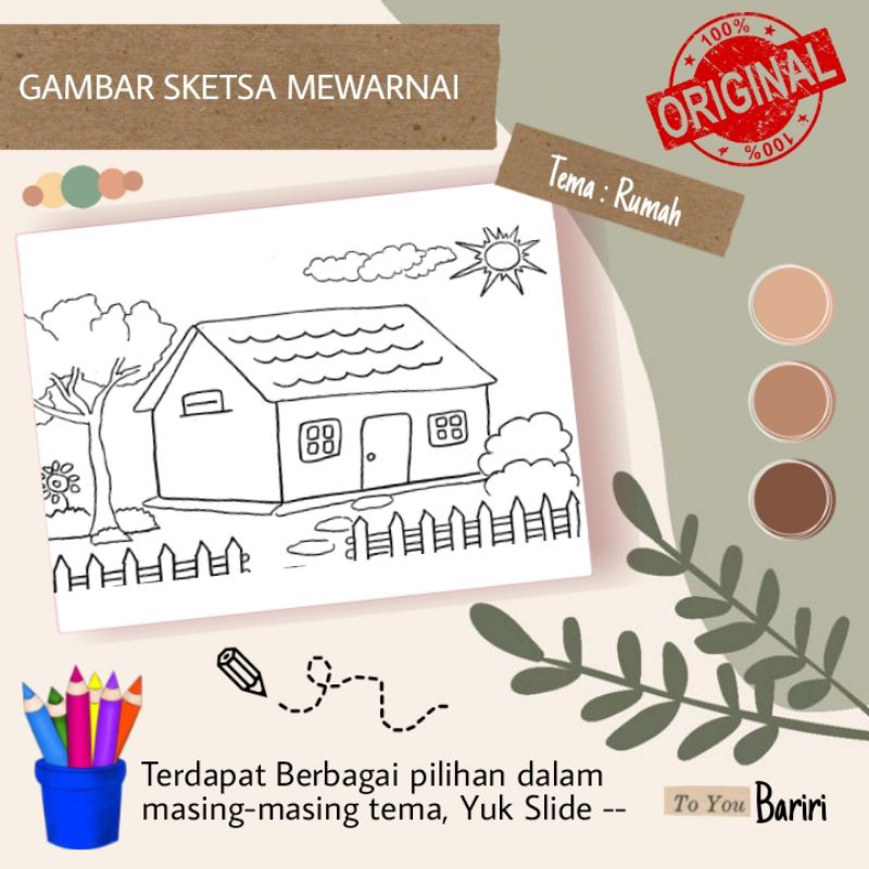 Jual Gambar Sketsa Mewarnai | RUMAH | Sketsa lukis | Sketsa Sablon ...