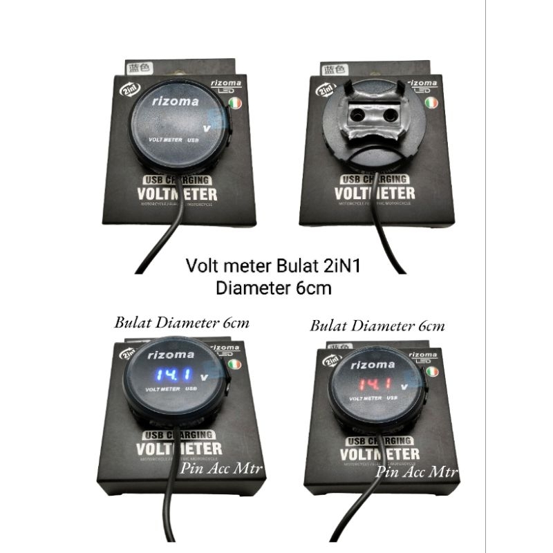 Jual VoltMeter Digital Bulat Kecil/Besar Rizoma Kecil Diameter 4cm ...