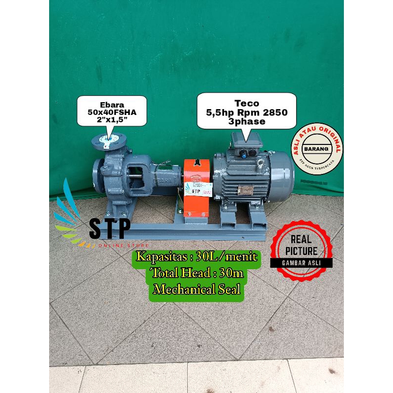 Jual CENTRIFUGAL PUMP EBARA 50X40 FSHA + MOTOR 4KW 5,5HP 380V 2950RPM ...