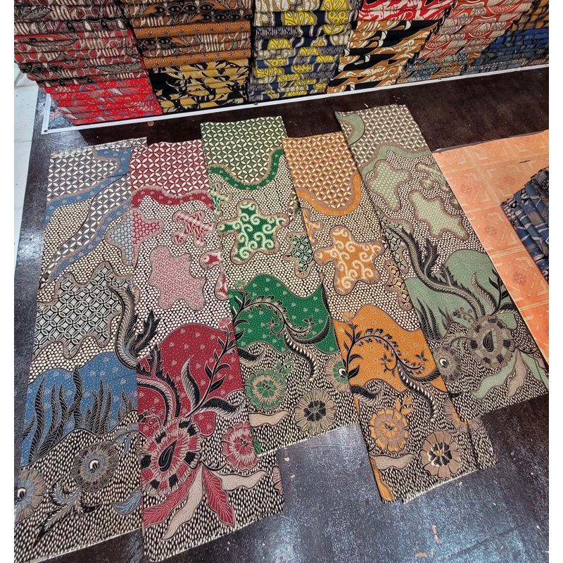 Jual KAIN BATIK POTONGAN ABSTRAK AMOEBA WARNA HIJAU SAGE, KUNING ...