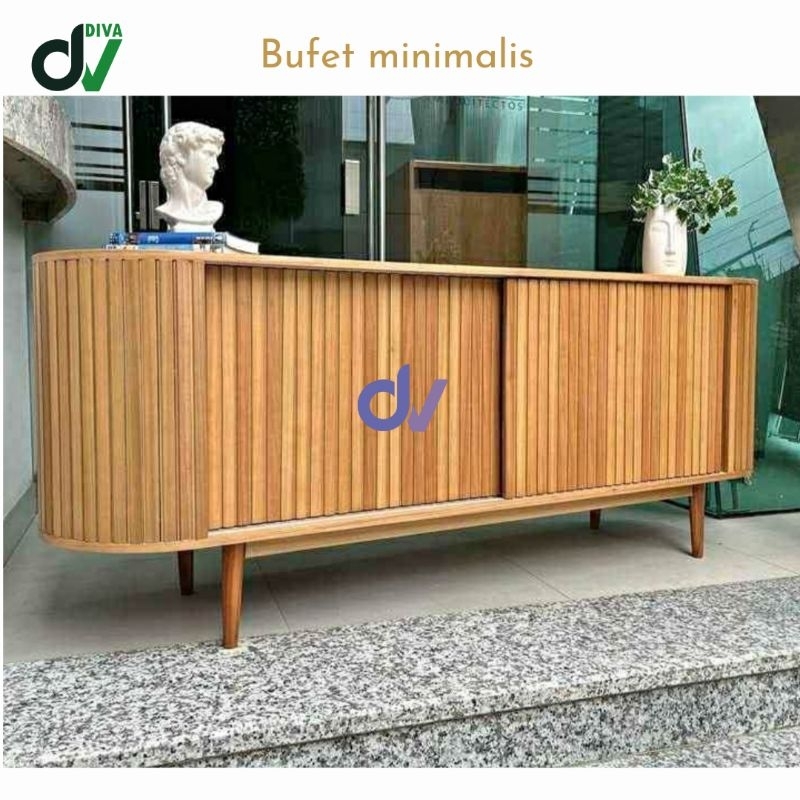 Jual Bufet salur ukuran 150 cm bahan kayu jati model pintu sliding ...