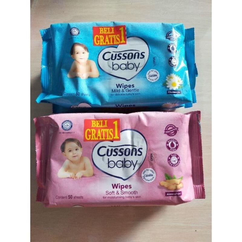 Jual cussons baby wipes/tisu basah cussons isi 2*50shett (varian random ...