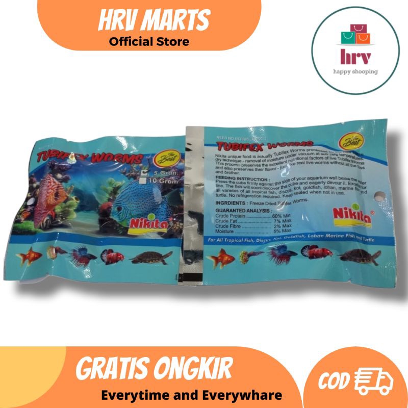 Jual Cacing Kering Tubifex Nikita Pakan Pelet Ikan 5 gram | Shopee ...
